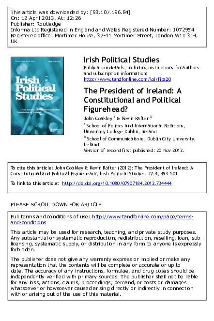 (PDF) The President of Ireland: a constitutional and political figurehead?