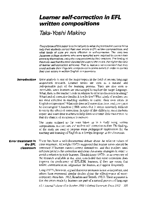 (PDF) Learner self-correction in EFL written compositions