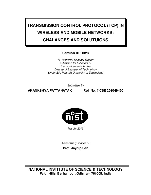 (PDF) Transmission Control Protocol (TCP) in Wireless and Mobile ...