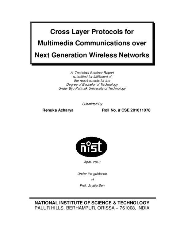 Pdf Cross Layer Protocols For Multimedia Communications Over Next Generation Wireless Networks