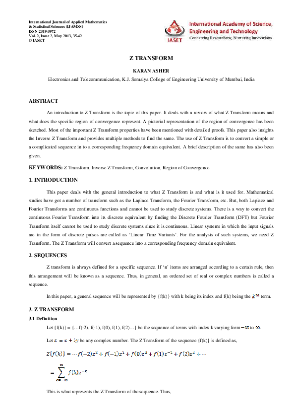 (PDF) Z Transform