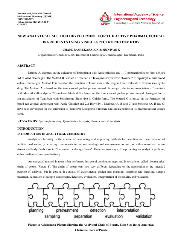 (PDF) New Analytical Method Development for the Active Pharmaceutical ...