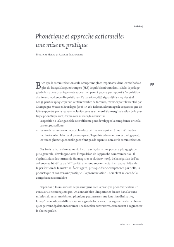 (PDF) Phonétique et approche actionnelle: une mise en pratique