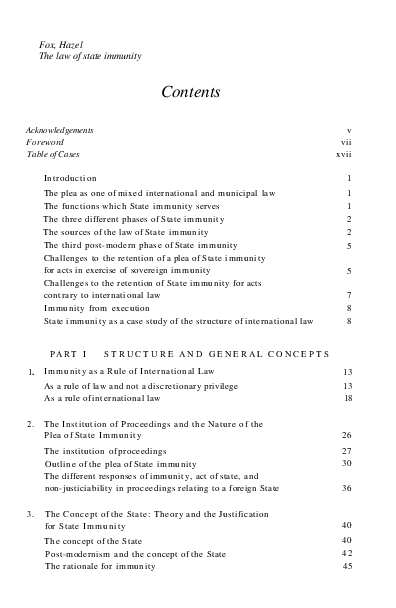 (PDF) The law of state immunity