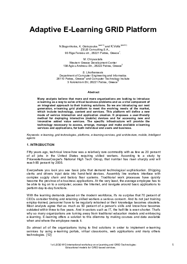 (PDF) Adaptive E-Learning Grid Platform