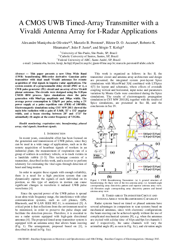 Pdf A Cmos Uwb Timed Array Transmitter With A Vivaldi Antenna Array For I Radar Applications