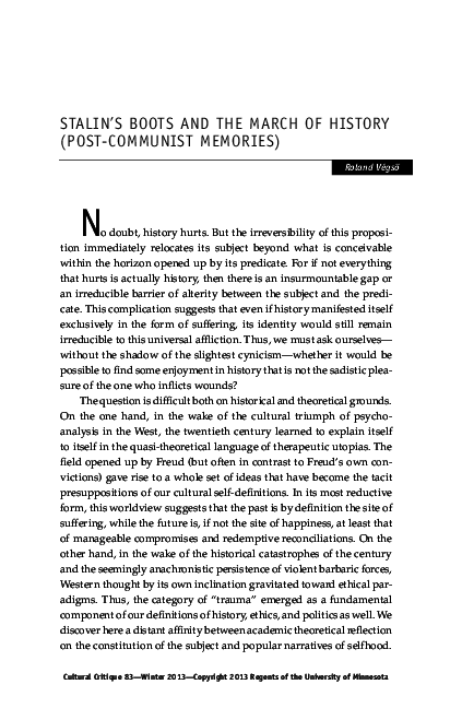 (PDF) Stalin's Boots and the March of History (Post-Communist Memories)