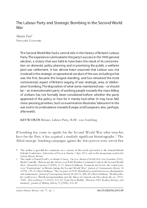 (PDF) The Labour Party and Strategic Bombing in the Second World War