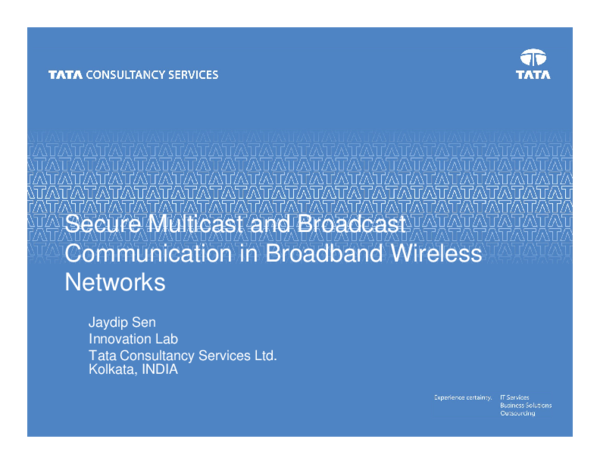 Pdf Secure Broadcast And Multicast Communication In Broadband Wireless Networks