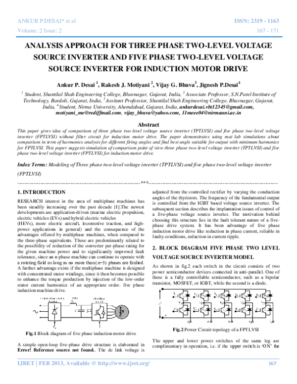 (PDF) ANALYSIS APPROACH FOR THREE PHASE TWO-LEVEL VOLTAGE SOURCE INVERTER AND FIVE PHASE TWO ...