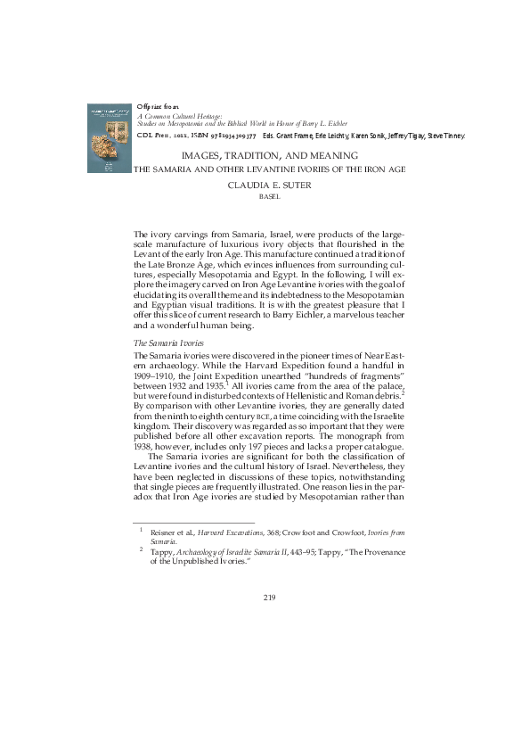 (PDF) Images, Tradition, and Meaning: The Samaria and other Levantine ...