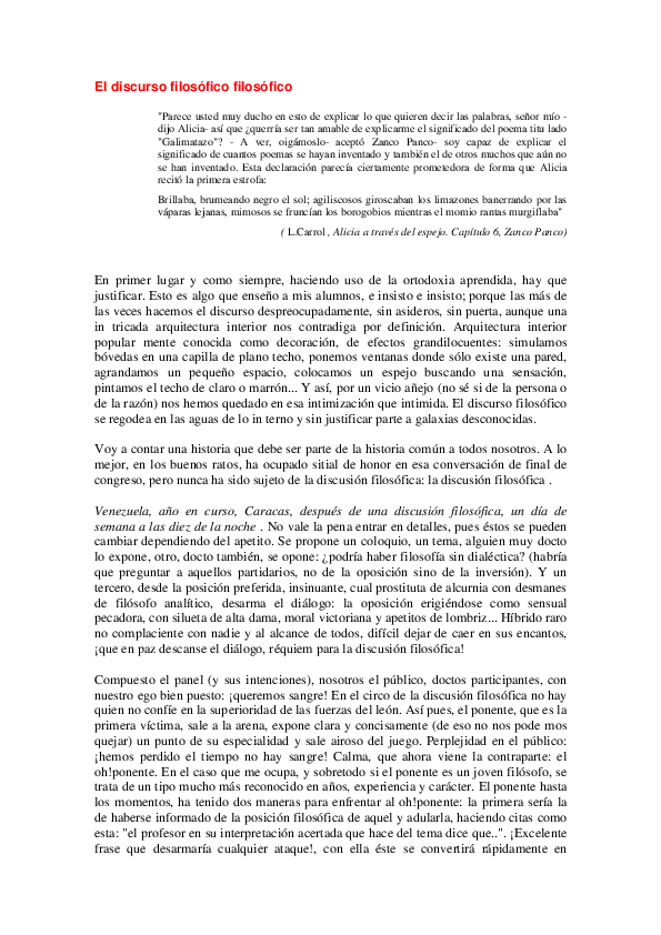 (PDF) El discurso Filosófico filosófico