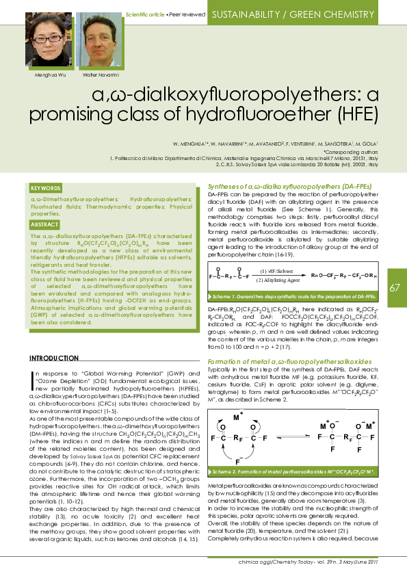 (PDF) α,ω-dialkoxyfluoropolyethers: a promising class of ...