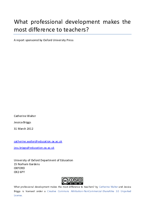 (DOC) What professional development makes the most difference to teachers?