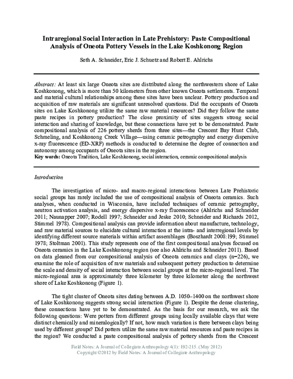 Intraregional Social Interaction in Late Prehistory: Paste ...