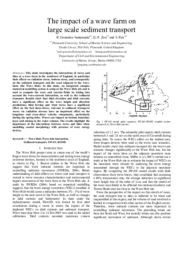 (PDF) The impact of a wave farm on large scale sediment transport