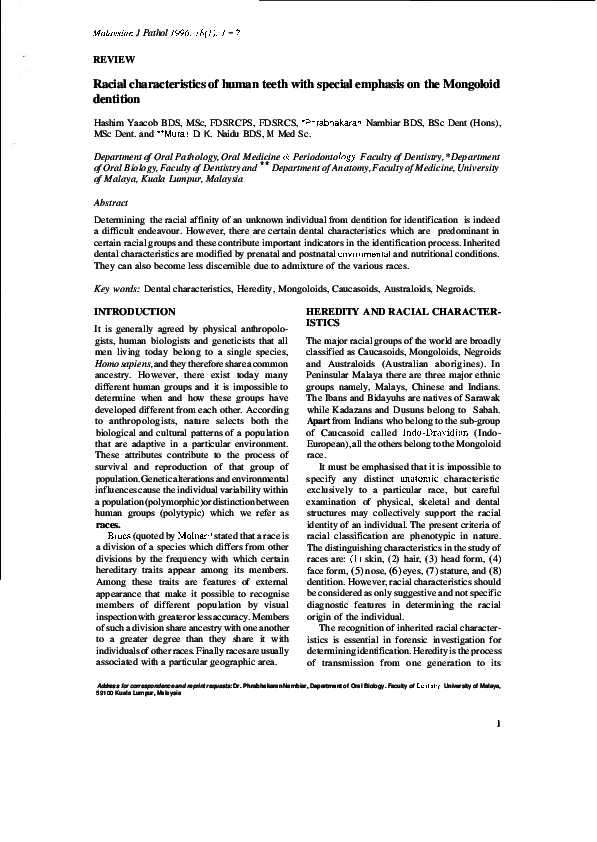 (PDF) Teeth morphology of mongoloid
