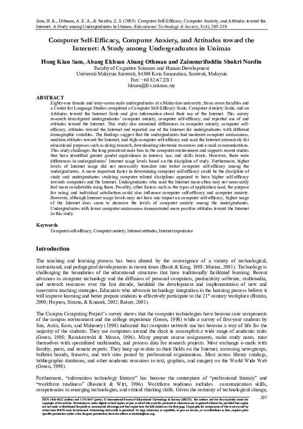 (PDF) Computer self-efficacy, computer anxiety, and attitudes toward ...