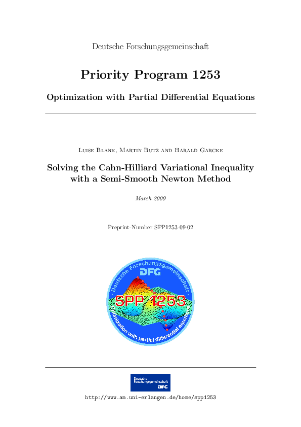 Pdf Solving The Cahn Hilliard Variational Inequality With A Semi Smooth Newton Method