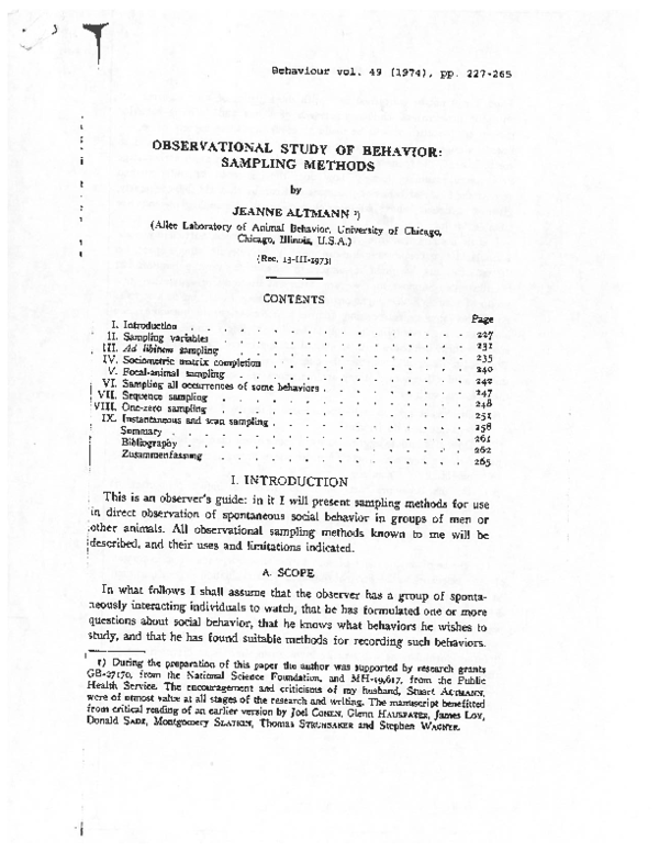 (PDF) Observational study of behavior: sampling methods