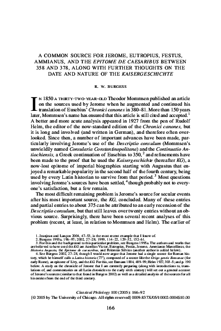 (PDF) A Common Source for Jerome, Eutropius, Festus, Ammianus, and the ...