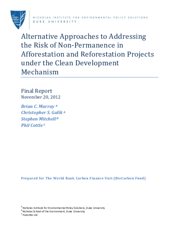 (PDF) Alternative Approaches to Addressing the Risk of Non-Permanence ...