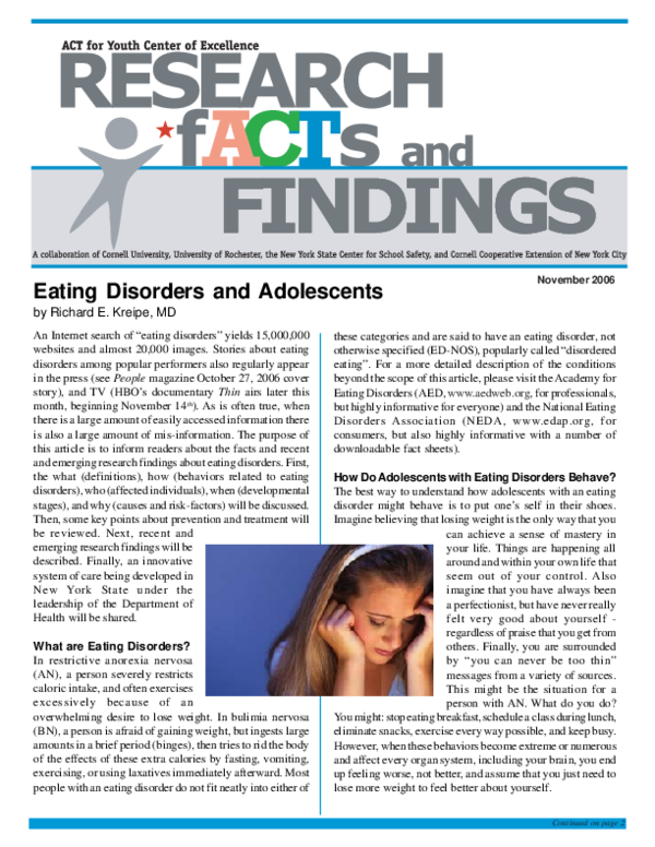 (PDF) Eating disorders in adolescents