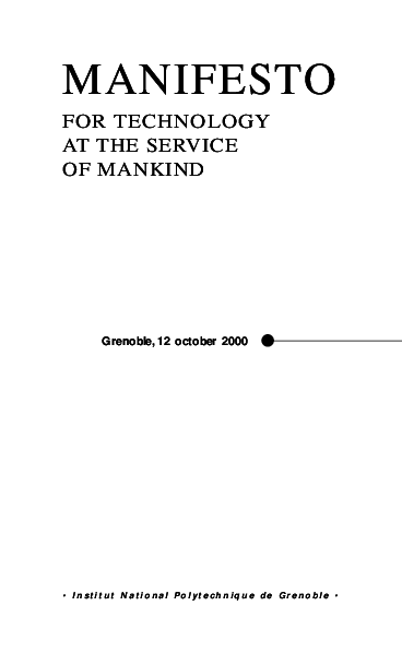 (PDF) MANIFESTO FOR TECHNOLOGY AT THE SERVICE OF MANKIND