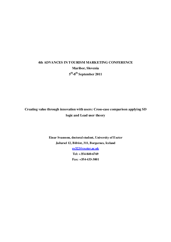 (PDF) Creating value through innovation with users: Cross-case ...