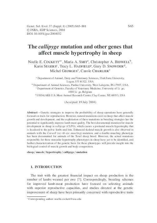 (PDF) The callipyge mutation and other genes that affect muscle ...