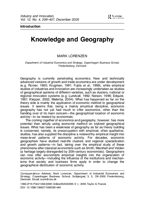 (PDF) Knowledge and Geography