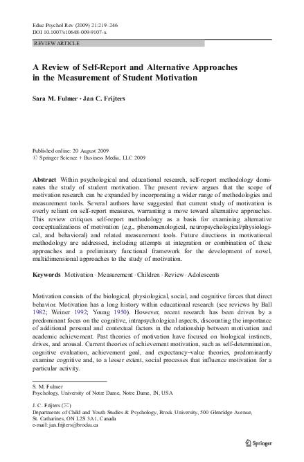 (PDF) A Review of Self-Report and Alternative Approaches in the ...