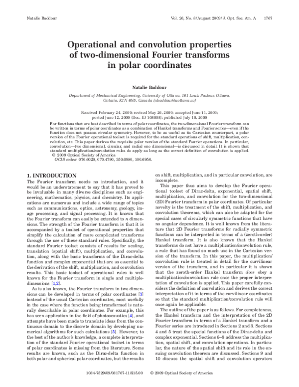 Pdf Operational And Convolution Properties Of Three Dimensional Fourier Transforms In