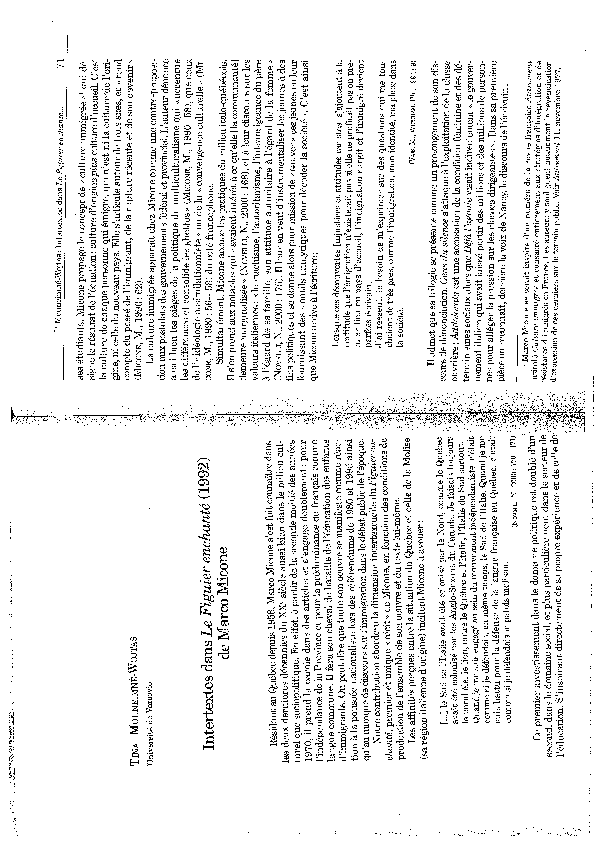 (PDF) Intertextes dans" Le Figuier enchanté"(1992) de Marco Micone