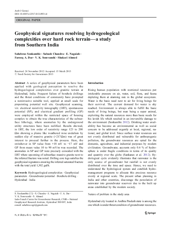 (PDF) Geophysical signatures resolving hydrogeological complexities ...