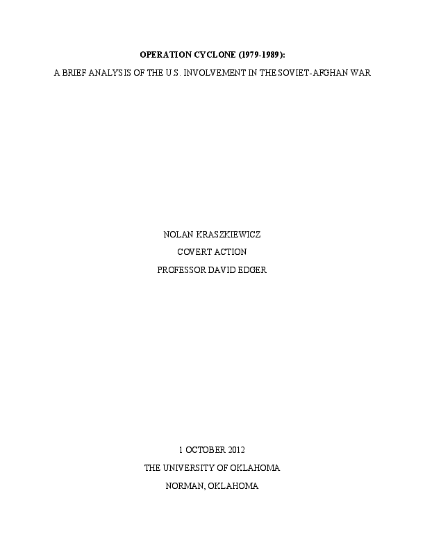 (PDF) Operation Cyclone (1979-1989): A Brief Analysis of the U.S ...