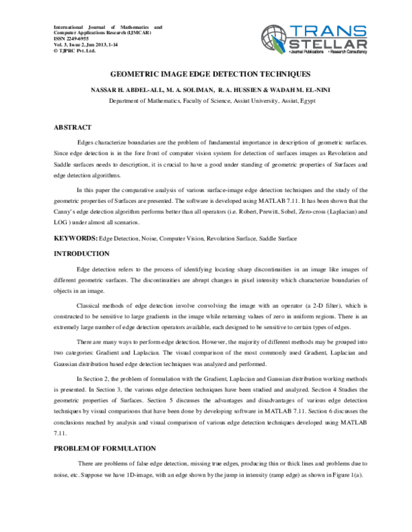 Pdf Geometric Image Edge Detection Techniques