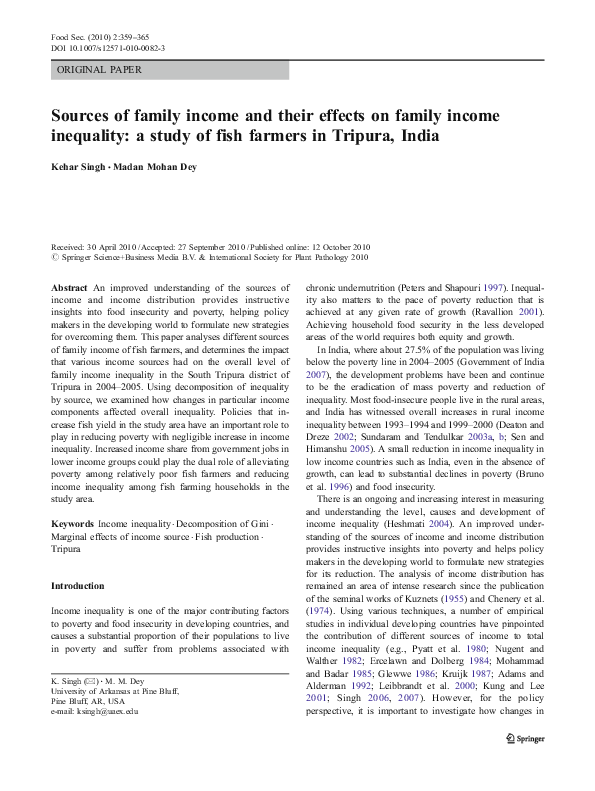 (PDF) Sources of family income and their effects on family income ...