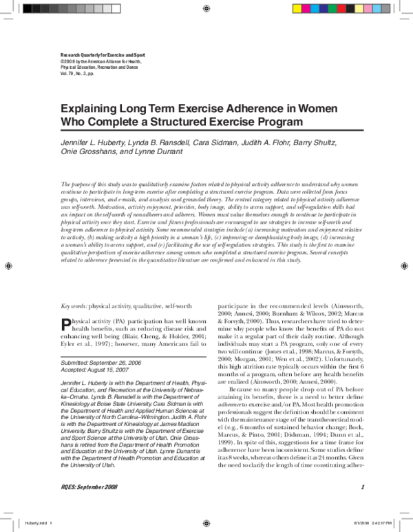 (PDF) Explaining long-term Exercise Adherence in Women who Complete a ...