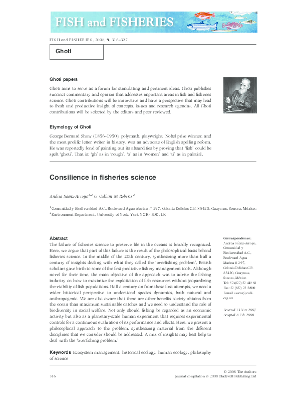 (PDF) Consilience in fisheries science