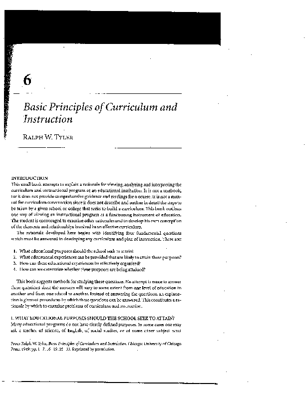 (PDF) Basic principles of curriculum and instruction