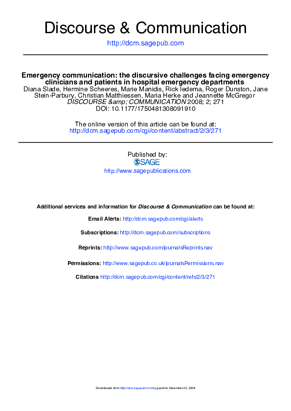 (PDF) Discourse & Communication