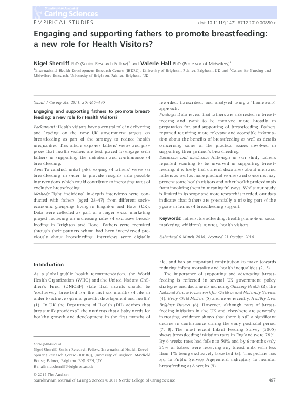 Pdf Engaging And Supporting Fathers To Promote Breastfeeding A New