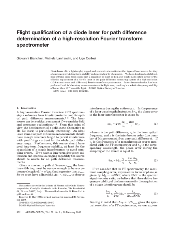 (PDF) Flight qualification of a diode laser for path difference ...