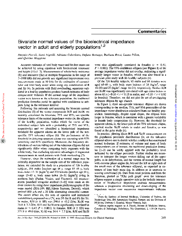 (PDF) Bivariate normal values of the bioelectrical impedance vector in ...