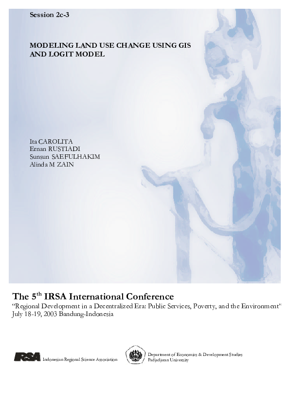 (PDF) Modeling Land Use Change Using GIS and Logit Model