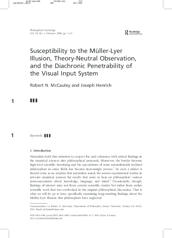 (PDF) Susceptibility to the Muller-Lyer Illusion, Theory-Neutral ...