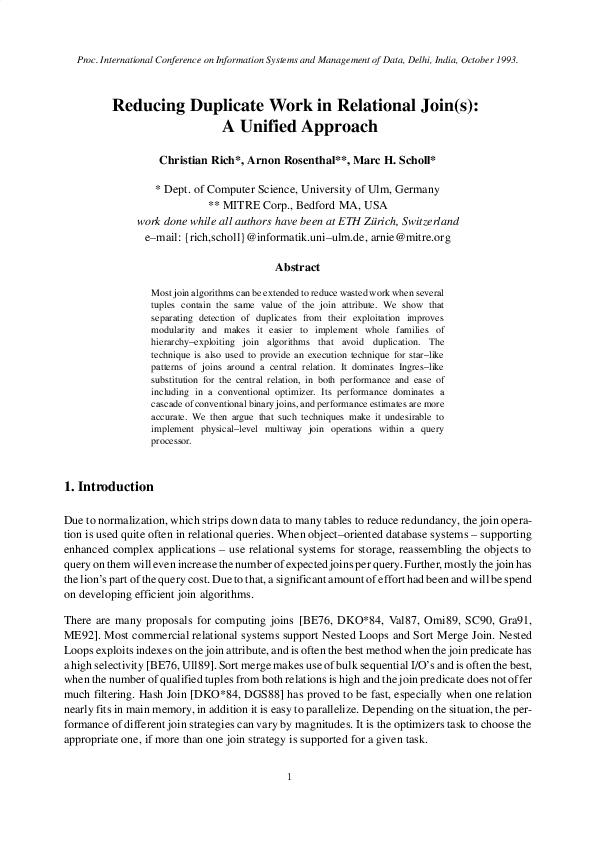 (PDF) Reducing duplicate work in relational join (s): A unified approach