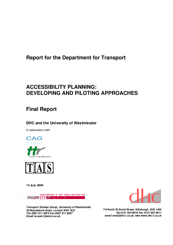 University of Westminster (UoW), 2004. Developing and piloting ...