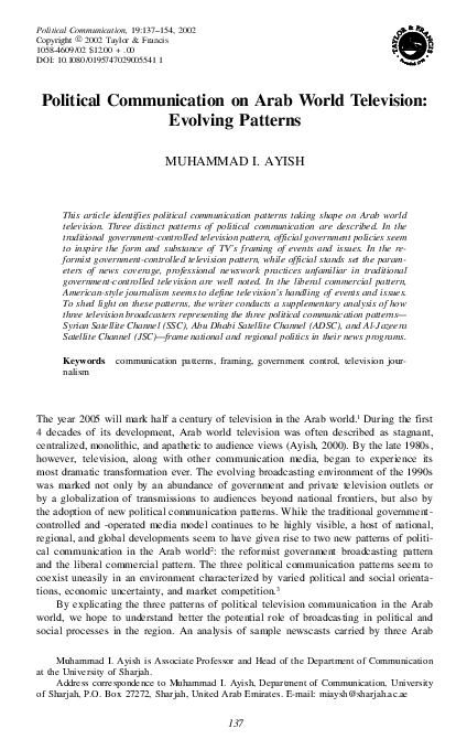 (PDF) Political communication on Arab world television: Evolving patterns